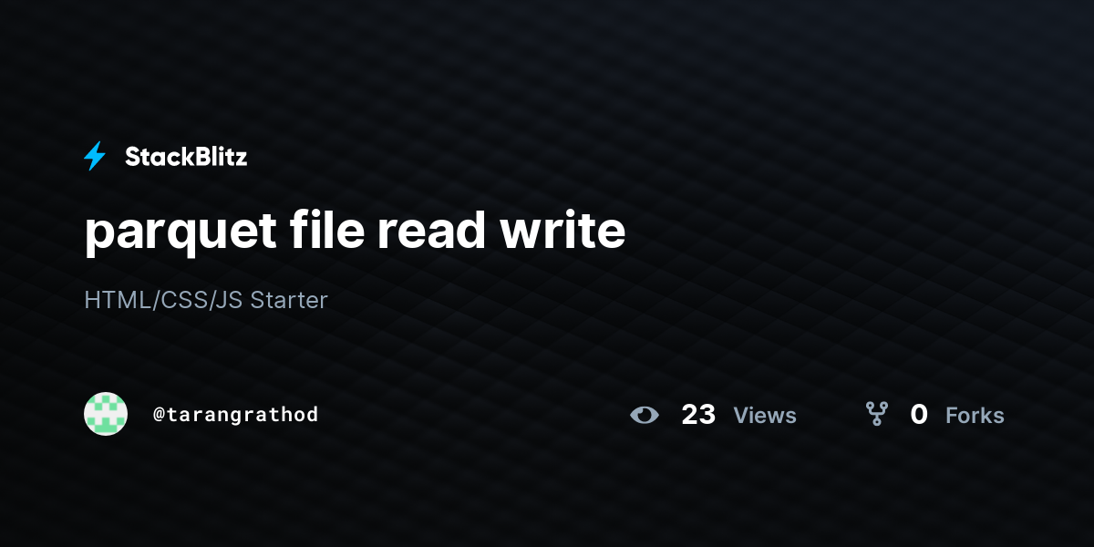 parquet file read write - StackBlitz