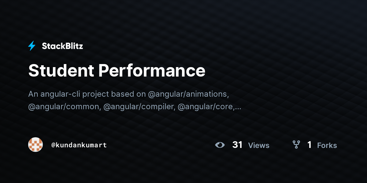 Student Performance - StackBlitz