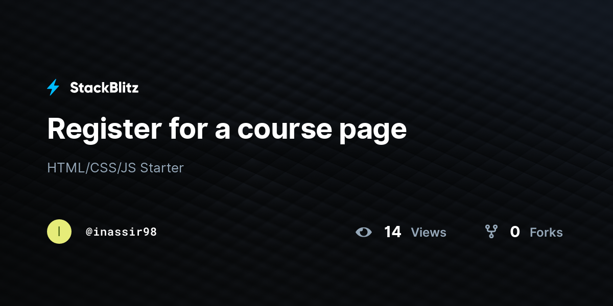 Register for a course page - StackBlitz