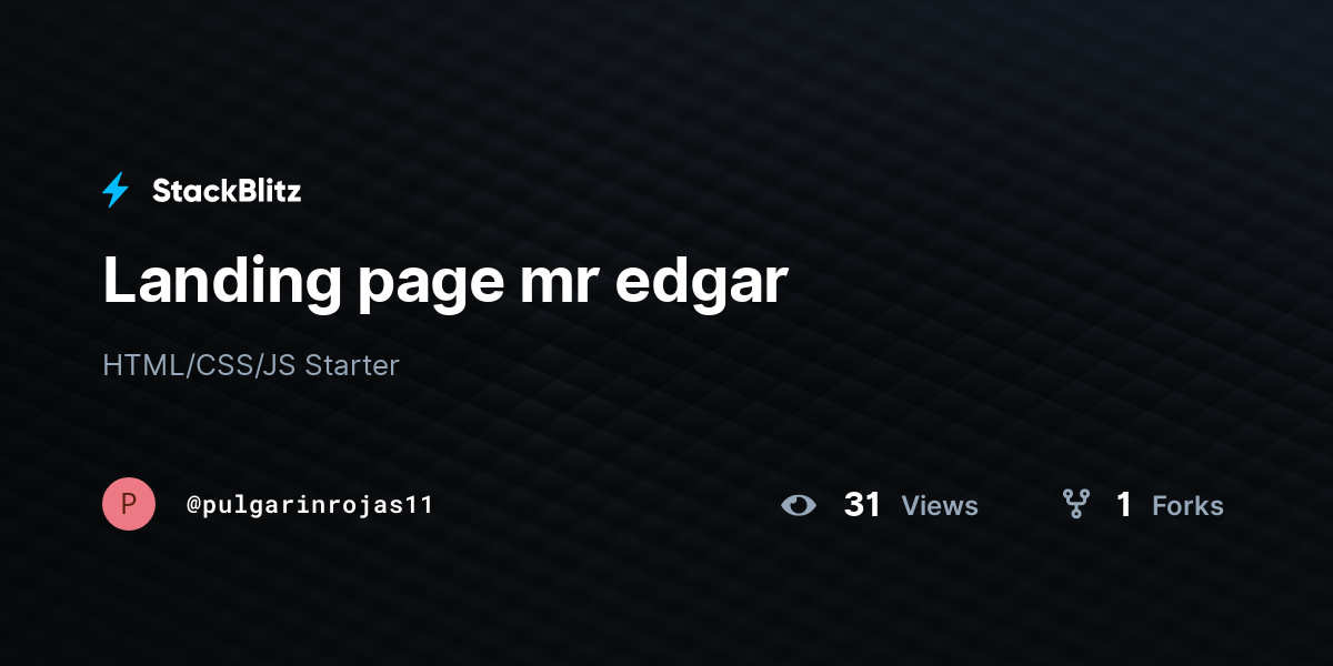 Landing page mr edgar - StackBlitz