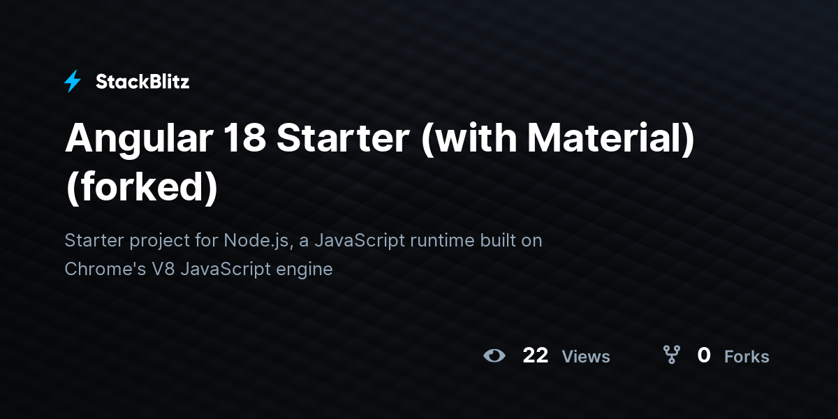 Angular 18 Starter With Material Forked Stackblitz