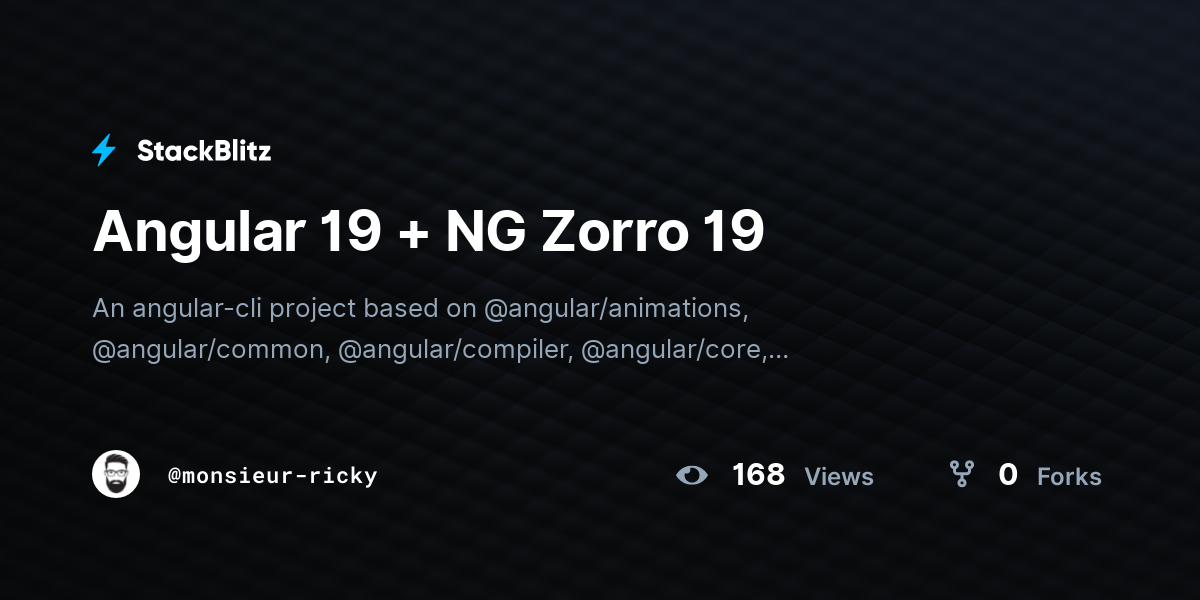 Angular 19 + NG Zorro 19 - StackBlitz