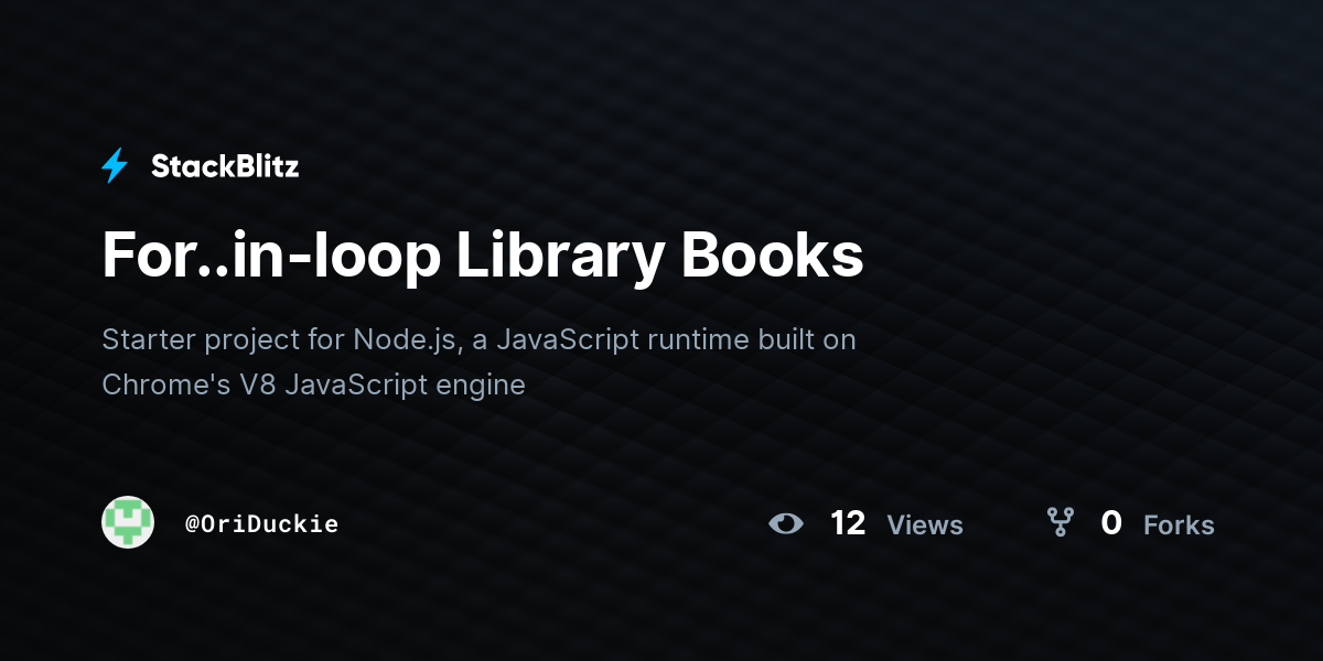 For..in-loop Library Books - StackBlitz