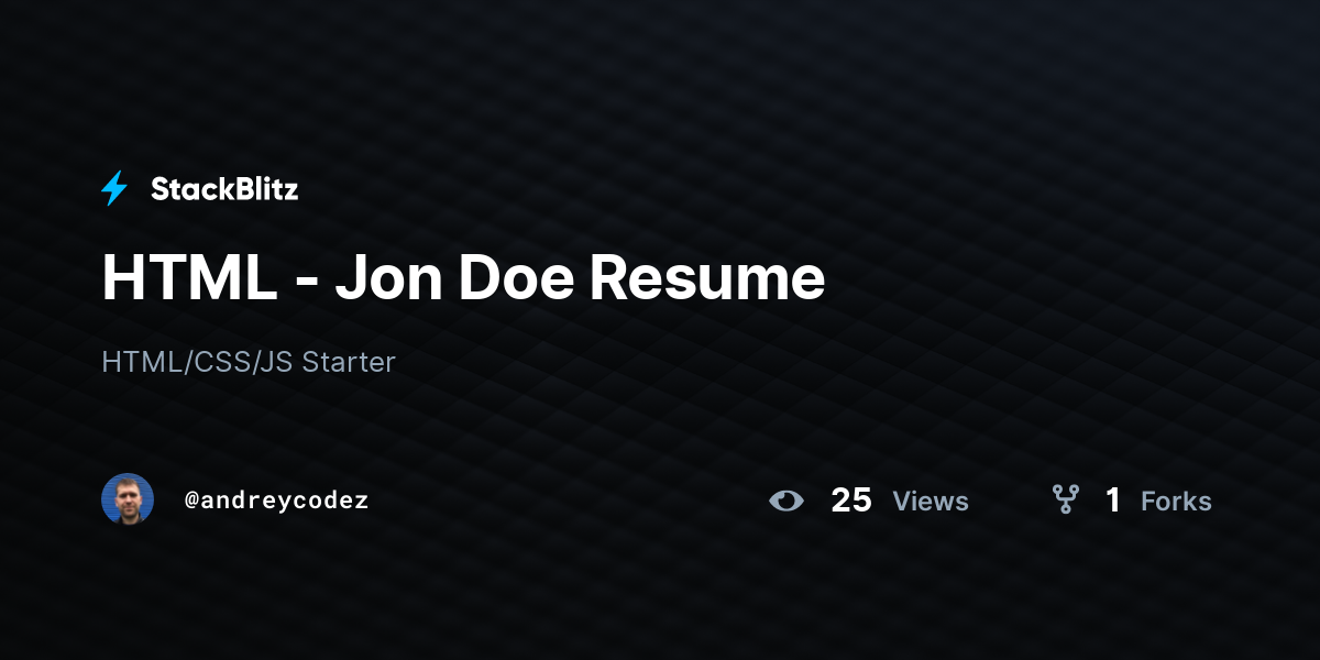 HTML - Jon Doe Resume - StackBlitz