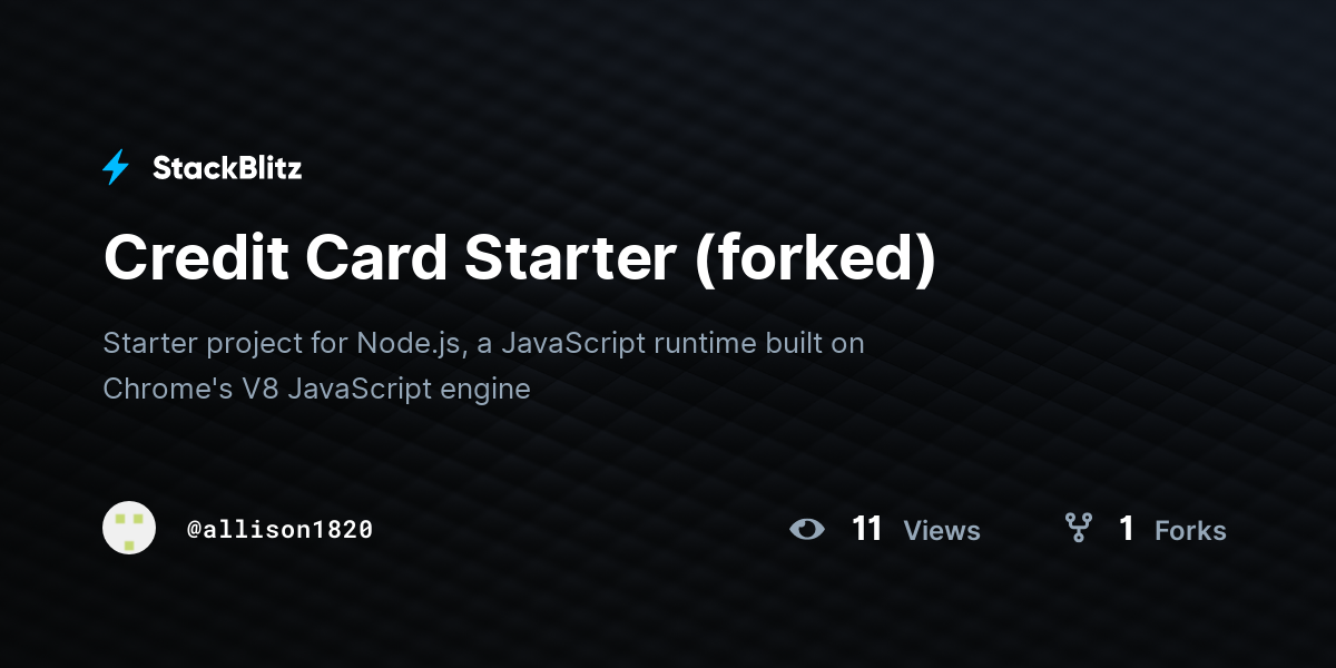 Credit Card Starter (forked) - StackBlitz