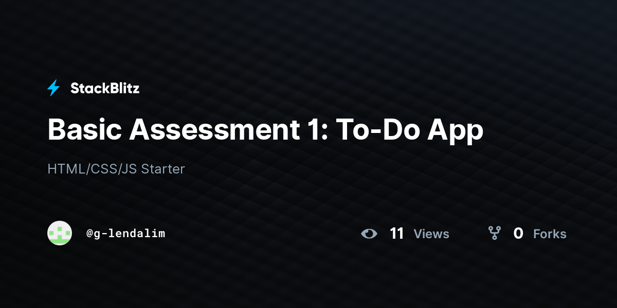 Basic Assessment 1: To-Do App - StackBlitz