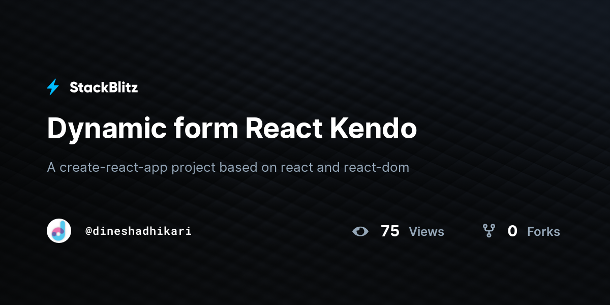 Dynamic form React Kendo - StackBlitz