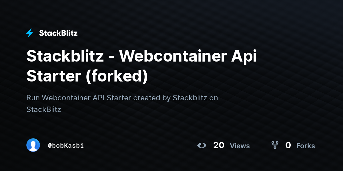 Stackblitz - Webcontainer Api Starter (forked) - StackBlitz Stackblitz - Webcontainer Api Starter (forked) - StackBlitz