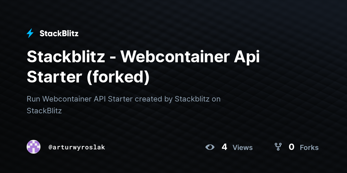 Stackblitz - Webcontainer Api Starter (forked) - StackBlitz Stackblitz - Webcontainer Api Starter (forked) - StackBlitz