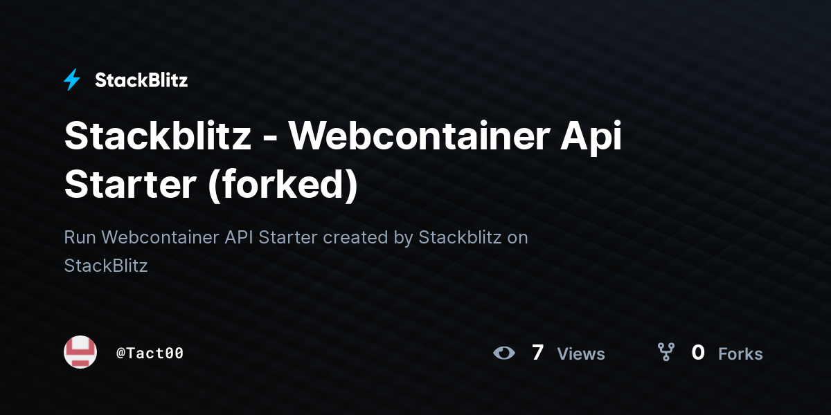 Stackblitz - Webcontainer Api Starter (forked) - StackBlitz Stackblitz - Webcontainer Api Starter (forked) - StackBlitz