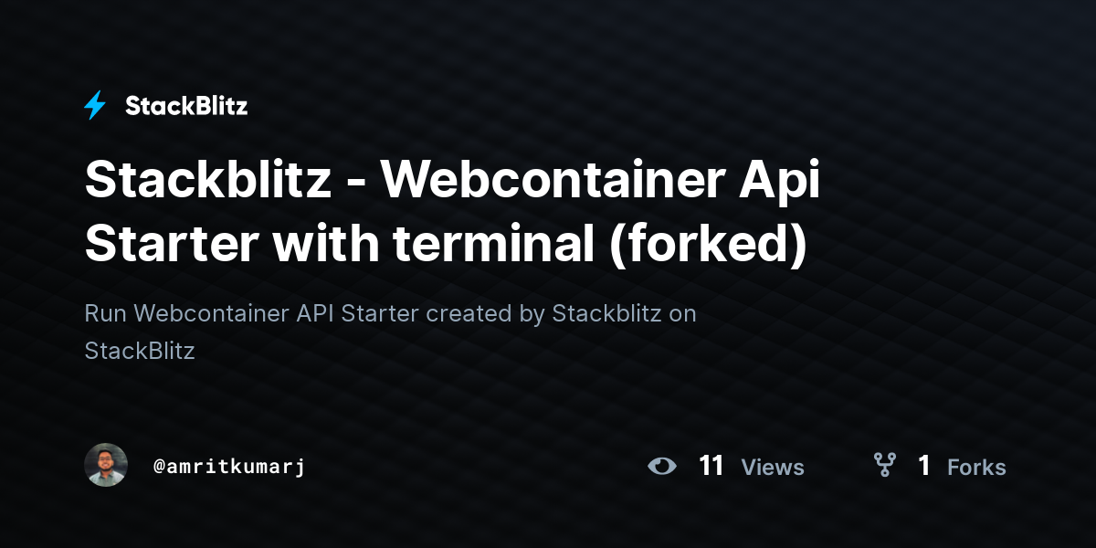 Stackblitz - Webcontainer Api Starter with terminal (forked) - StackBlitz