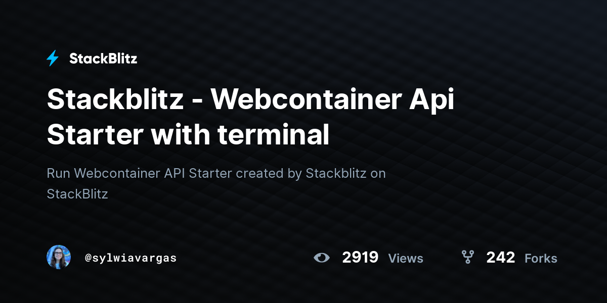 Stackblitz - Webcontainer Api Starter with terminal - StackBlitz