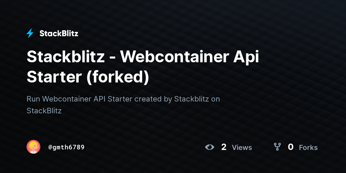 Stackblitz - Webcontainer Api Starter (forked) - StackBlitz Stackblitz - Webcontainer Api Starter (forked) - StackBlitz