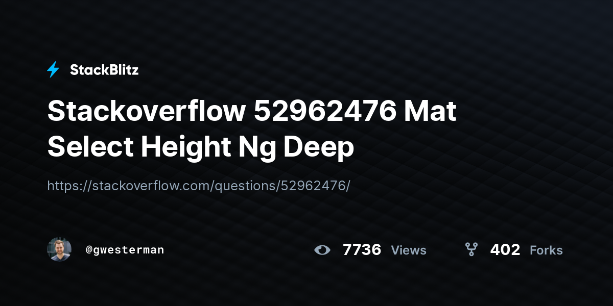 Stackoverflow 52962476 Mat Select Height Ng Deep - StackBlitz Stackoverflow 52962476 Mat Select Height Ng Deep - StackBlitz
