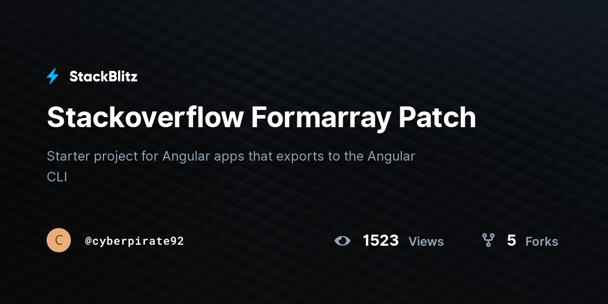 Stackoverflow Formarray Patch - StackBlitz