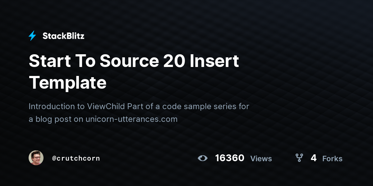 Start To Source 20 Insert Template - StackBlitz