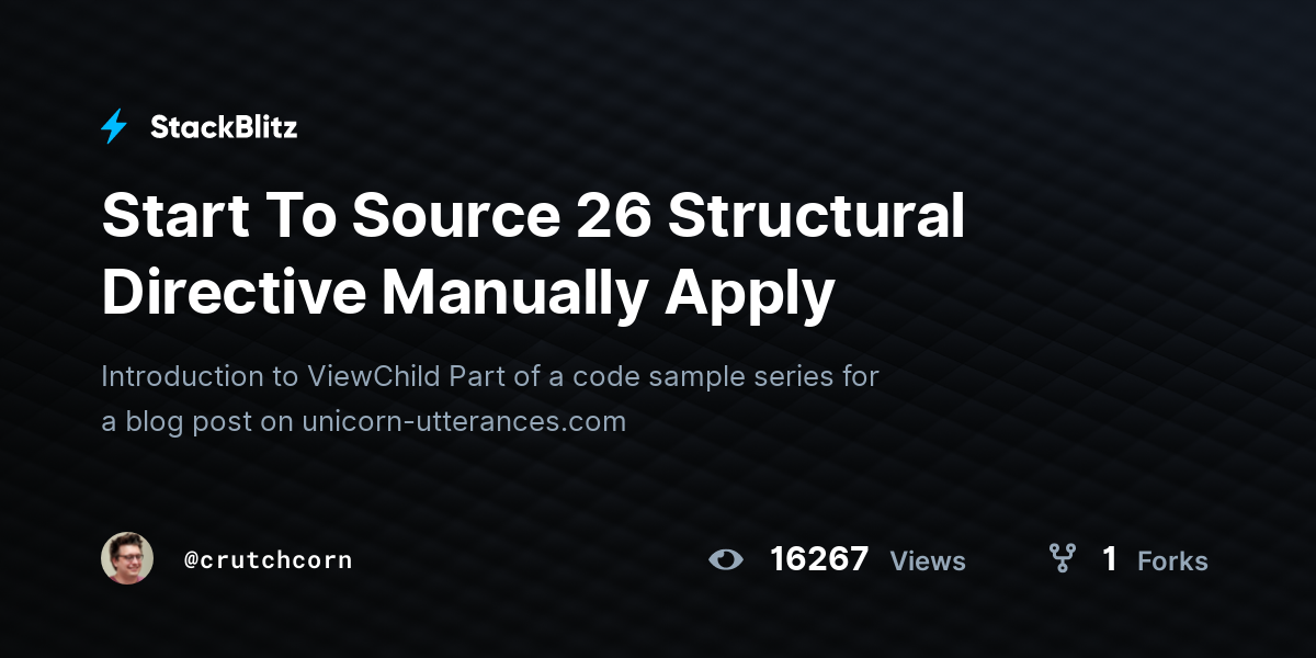 Start To Source 26 Structural Directive Manually Apply - StackBlitz