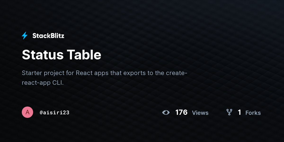 Status Table - StackBlitz