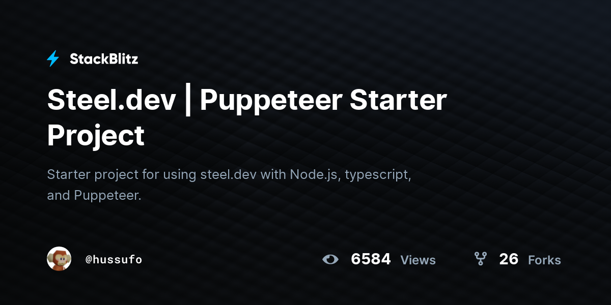 Steel.dev | Puppeteer Starter Project - StackBlitz