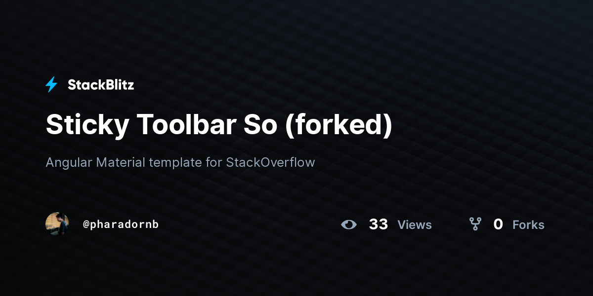 Sticky Toolbar So (forked) - StackBlitz