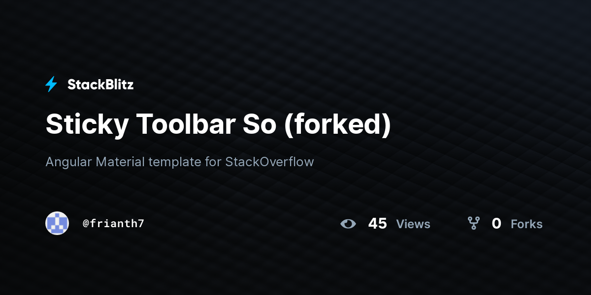 Sticky Toolbar So (forked) - StackBlitz