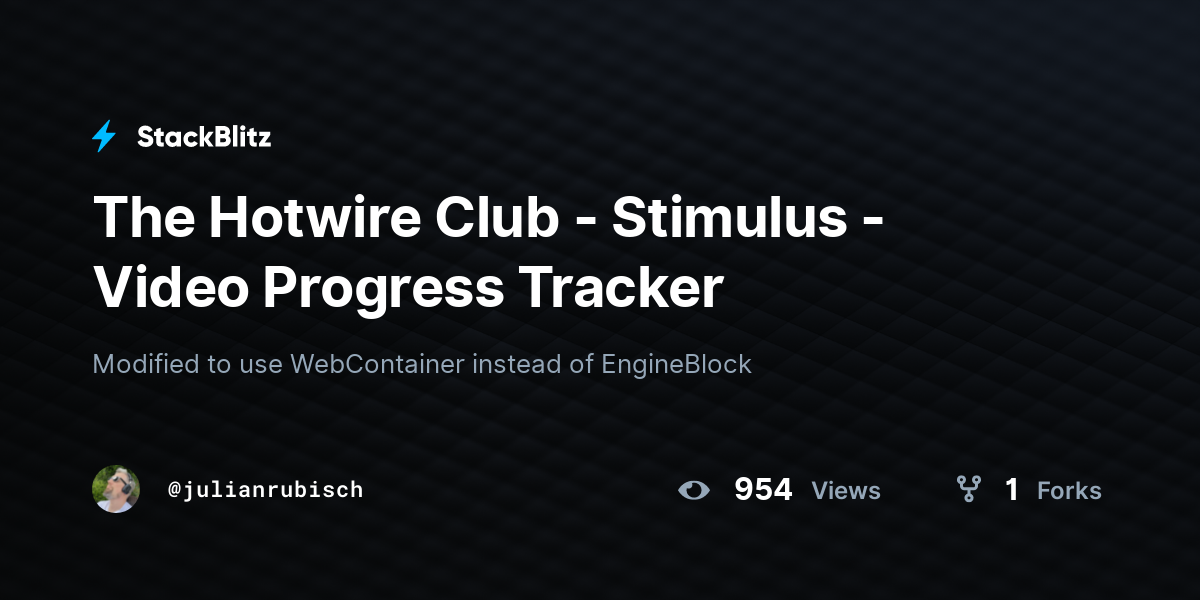The Hotwire Club - Stimulus - Video Progress Tracker - StackBlitz