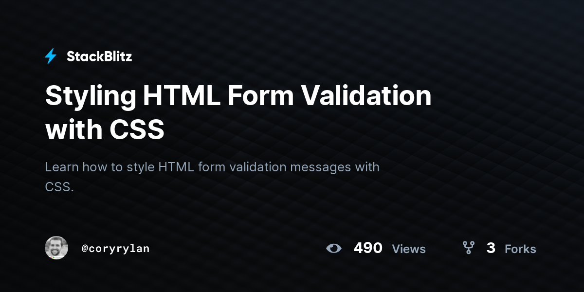 Styling HTML Form Validation with CSS - StackBlitz