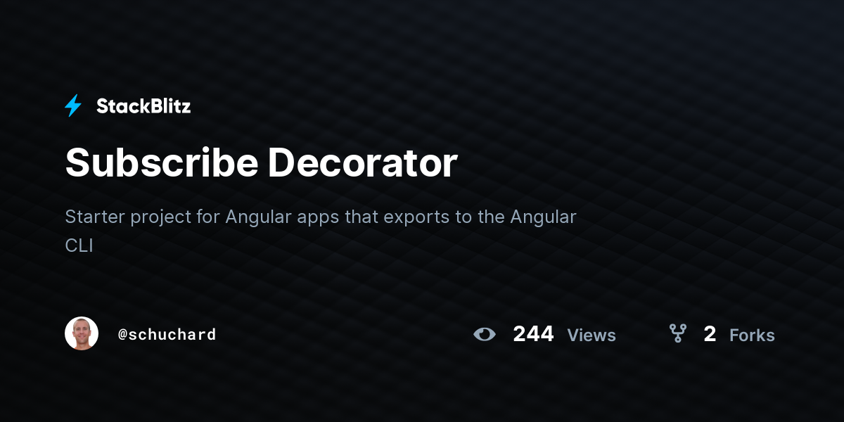 Subscribe Decorator - StackBlitz Subscribe Decorator - StackBlitz