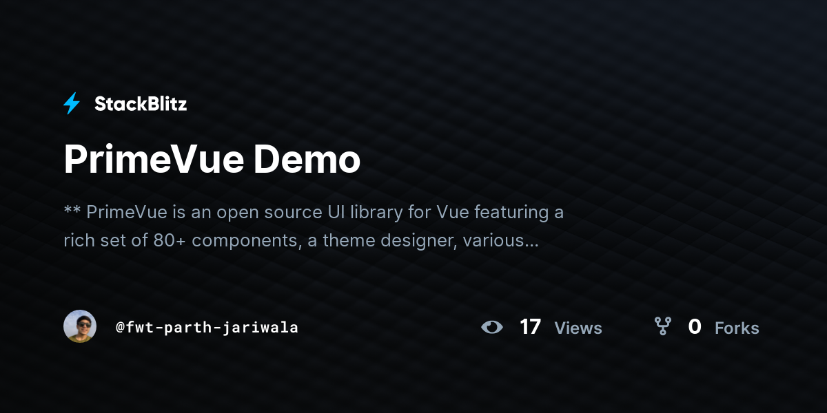 PrimeVue Demo - StackBlitz