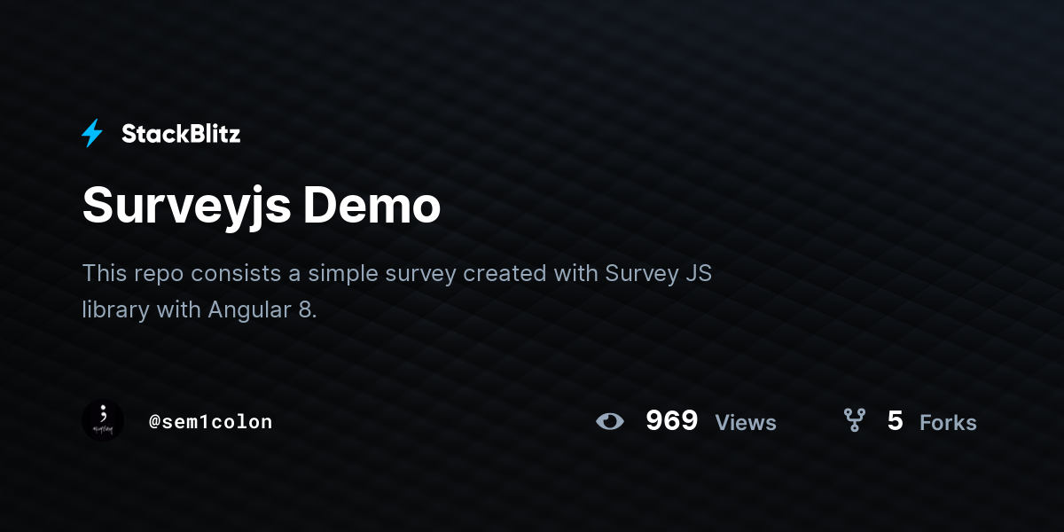 Surveyjs Demo - StackBlitz