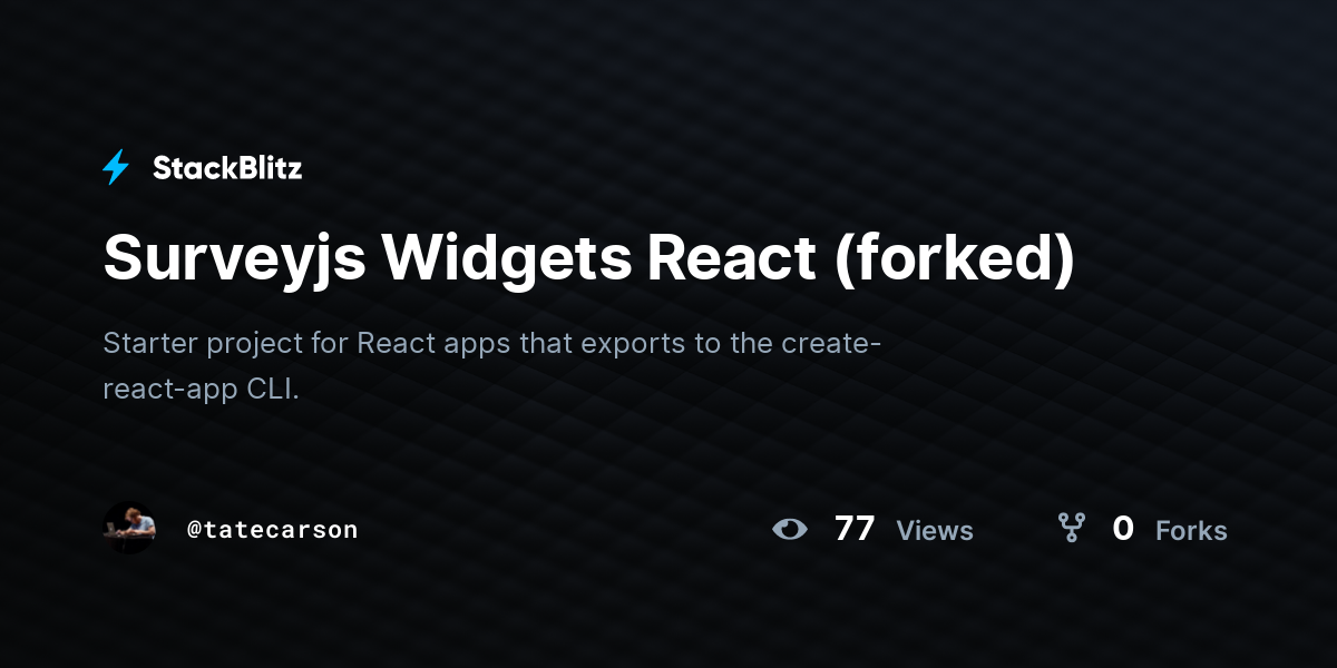 Surveyjs Widgets React (forked) - StackBlitz Surveyjs Widgets React (forked) - StackBlitz