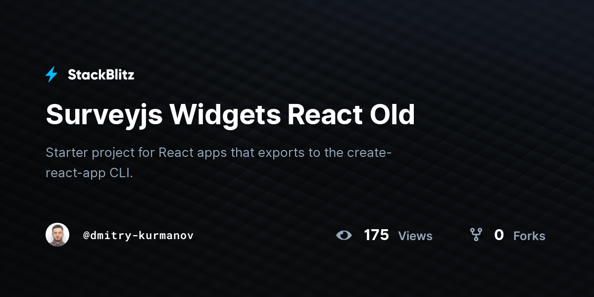 Surveyjs Widgets React Old Stackblitz