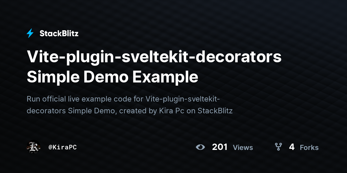 Vite-plugin-sveltekit-decorators Simple Demo Example - StackBlitz