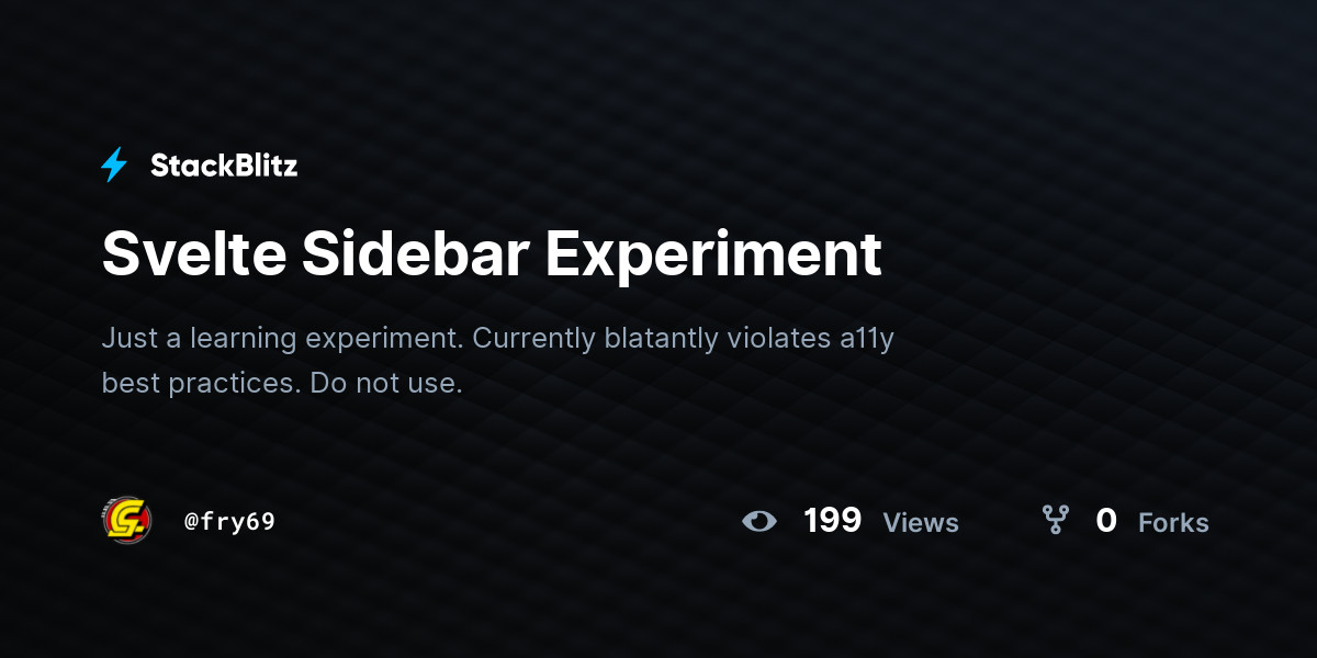 Svelte Sidebar Experiment - StackBlitz
