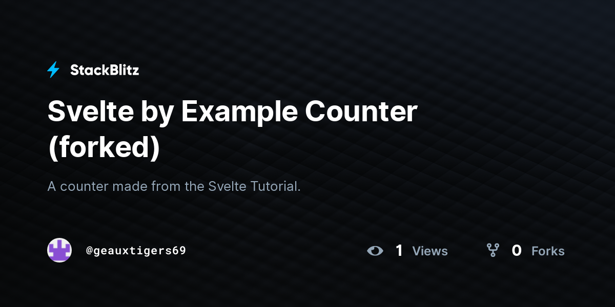 Svelte by Example Counter (forked) - StackBlitz