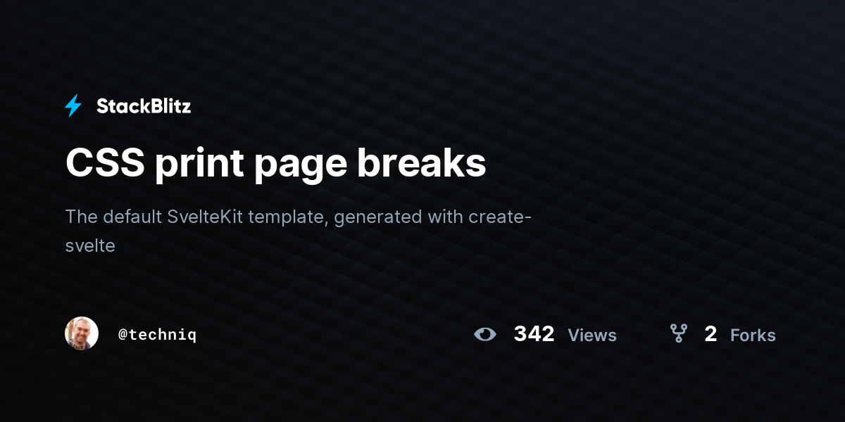 CSS Print Page Breaks StackBlitz