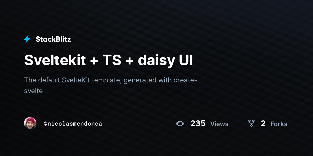Sveltekit + TS + daisy UI - StackBlitz