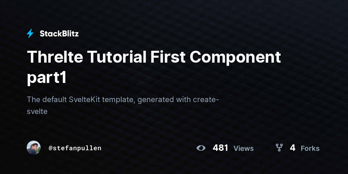 Threlte Tutorial First Component part1 - StackBlitz