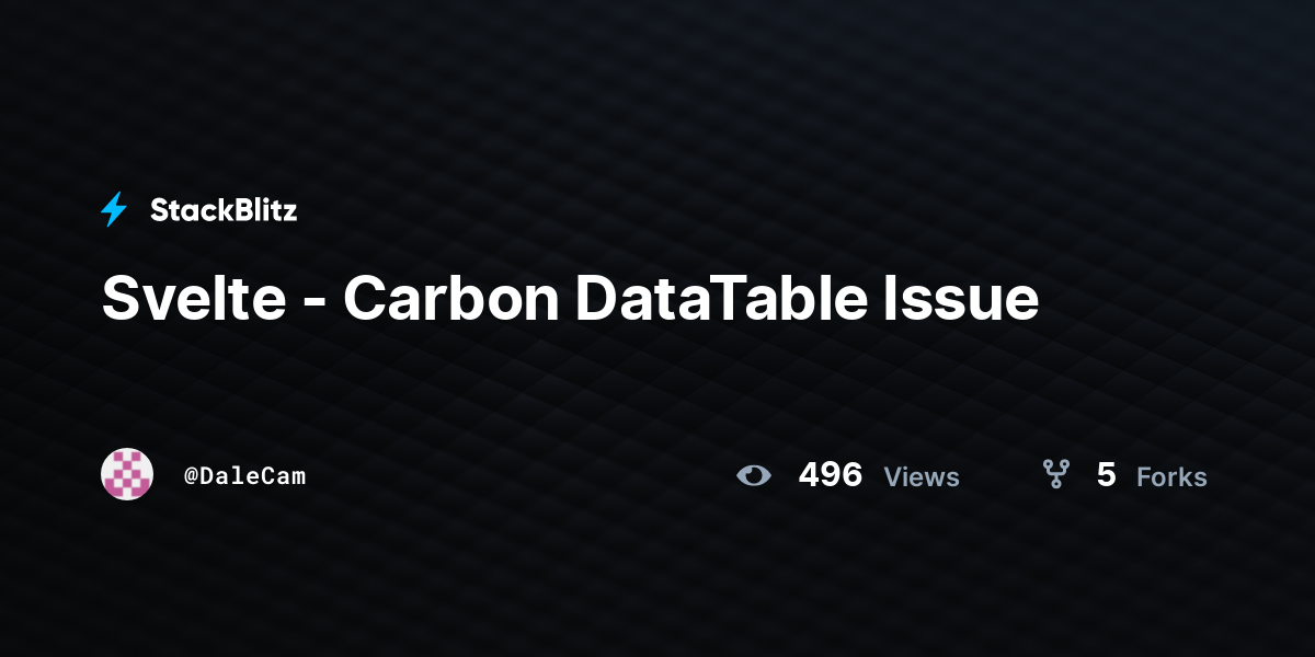 Svelte - Carbon DataTable Issue - StackBlitz Svelte - Carbon DataTable Issue - StackBlitz