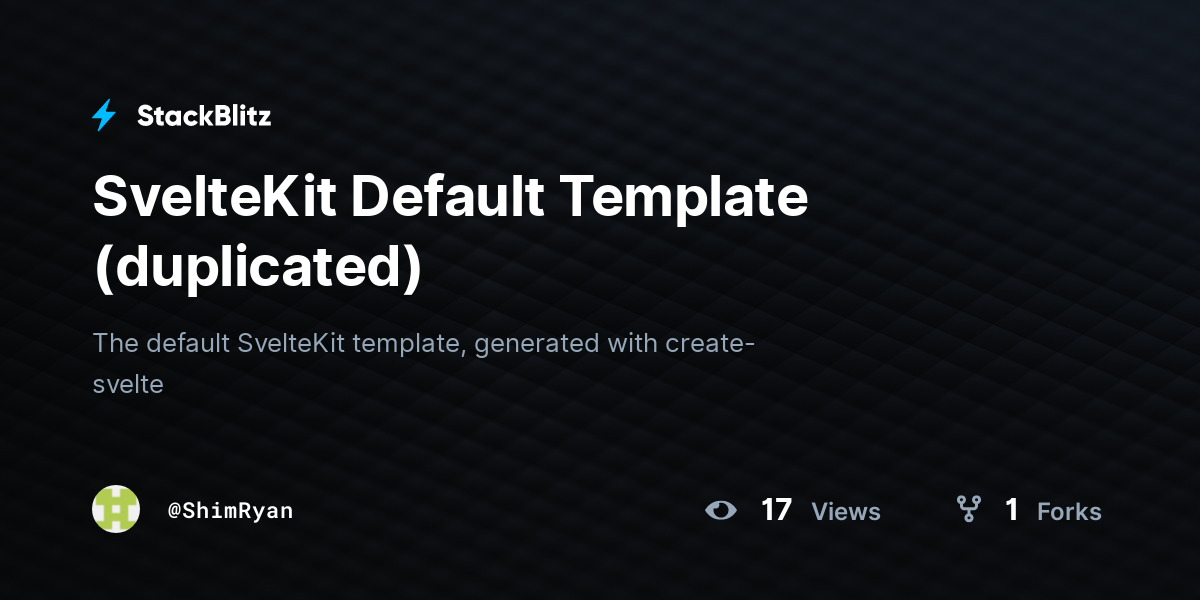 SvelteKit Default Template (duplicated) - StackBlitz