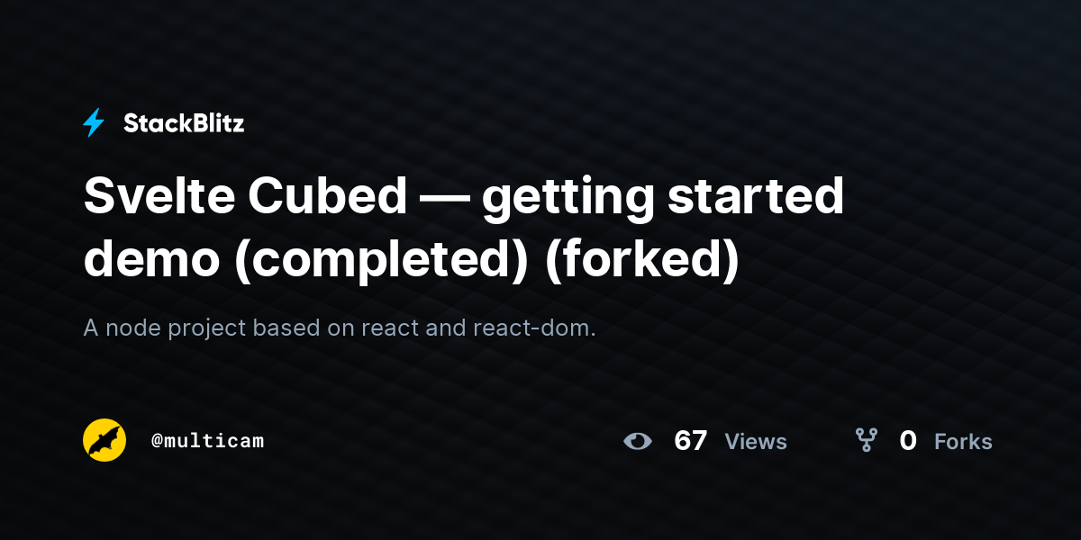 Svelte Cubed — Getting Started Demo Completed Forked Stackblitz