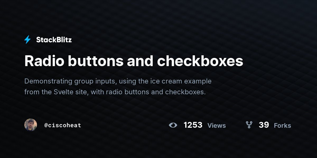 Radio buttons and checkboxes - StackBlitz