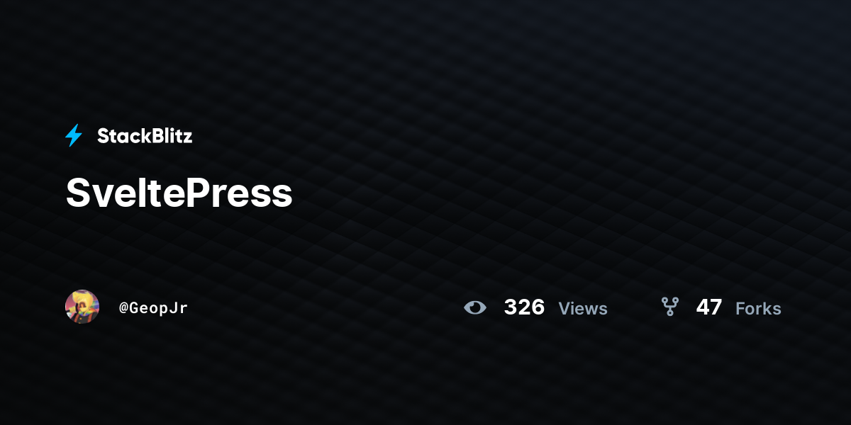 SveltePress - StackBlitz
