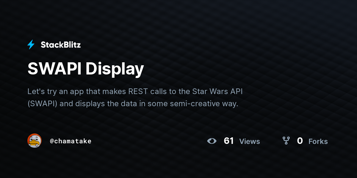 SWAPI Display - StackBlitz