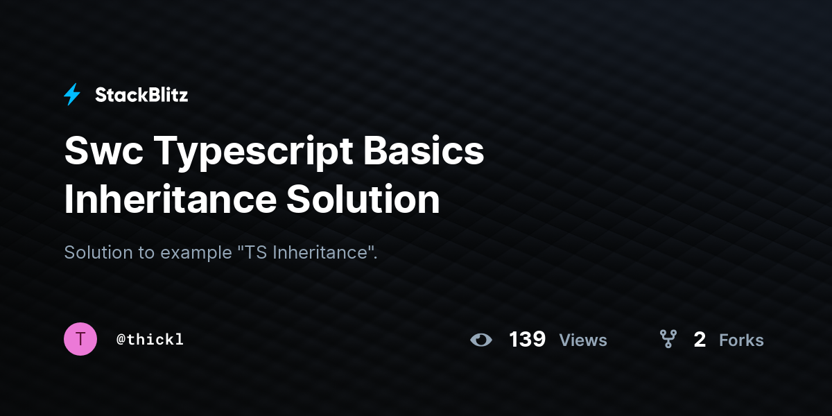 Swc Typescript Basics Inheritance Solution - StackBlitz