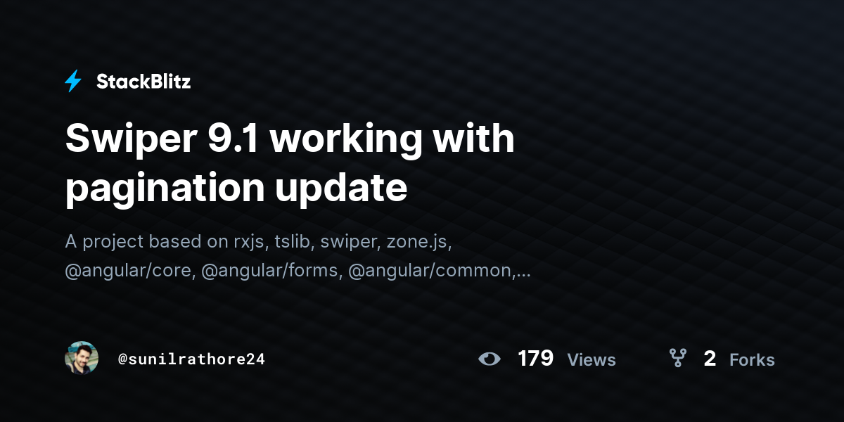Swiper 9.1 working with pagination update - StackBlitz