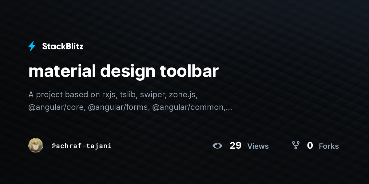 material design toolbar - StackBlitz material design toolbar - StackBlitz