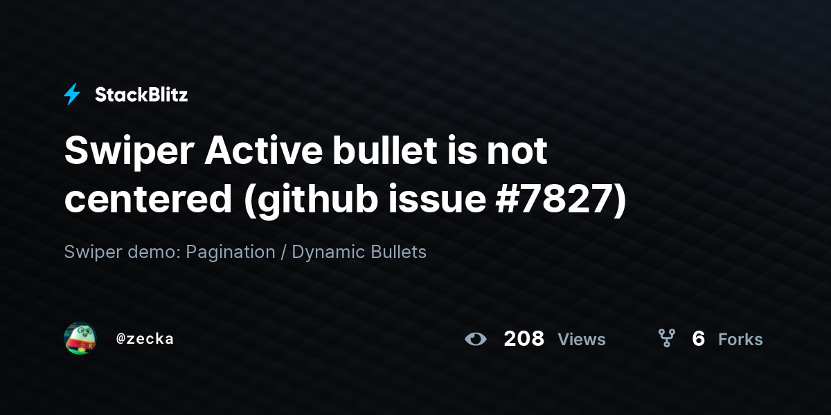Swiper Active bullet is not centered (github issue #7827) - StackBlitz Swiper Active bullet is not centered (github issue #7827) - StackBlitz