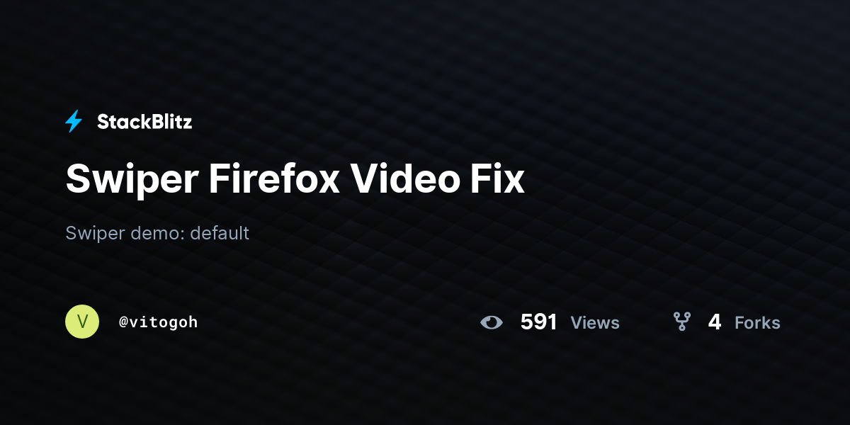 Swiper Firefox Video Fix - StackBlitz
