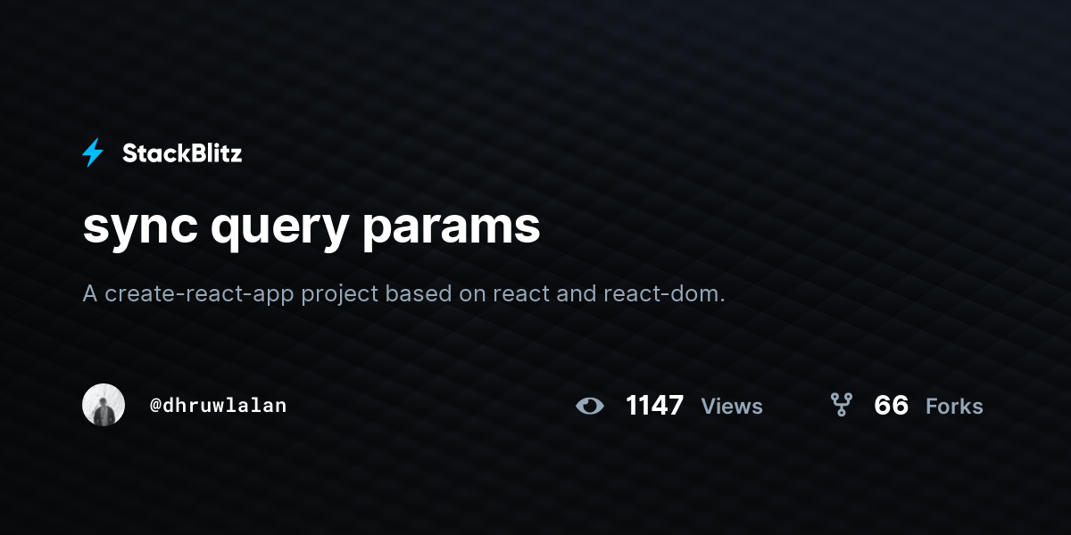 sync query params - StackBlitz